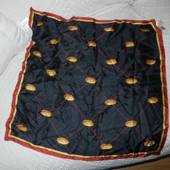 Talbots | Accessories | Vintage Talbots Silk Scarf Logo Black Red ...